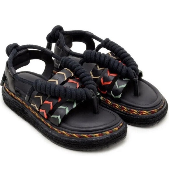 FARM Rio | Shoes | Farm Rio Womens Black Rope Tie Platform Sandals Made ...
